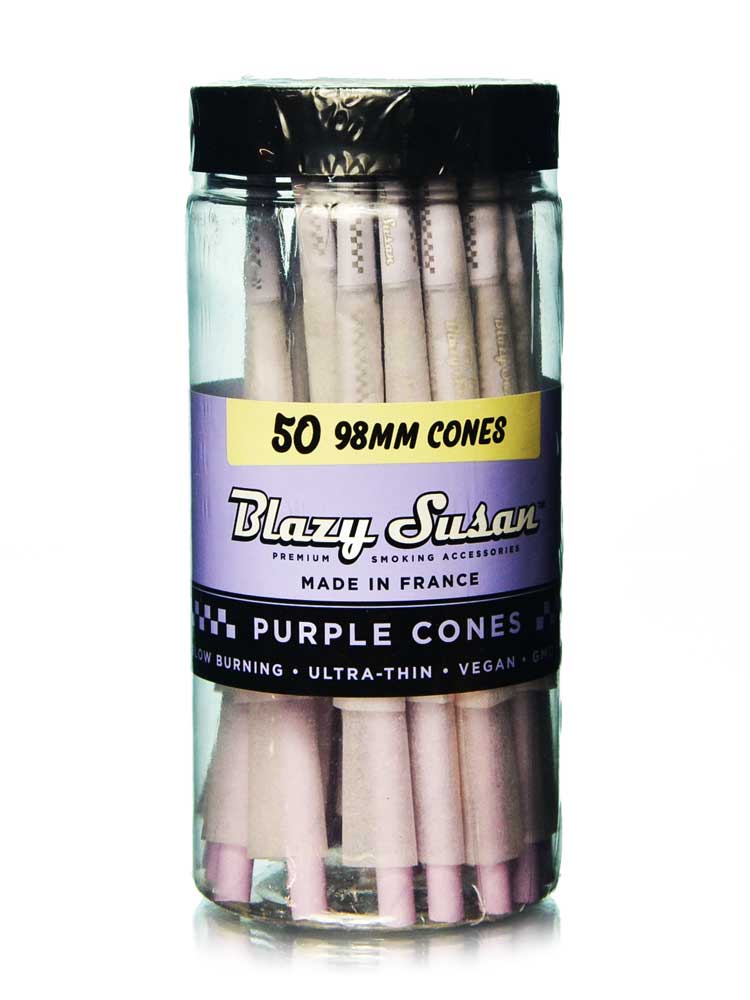 Blazy Susan Purple Pre Rolled Cones 98mm - 50ct — Badass Glass
